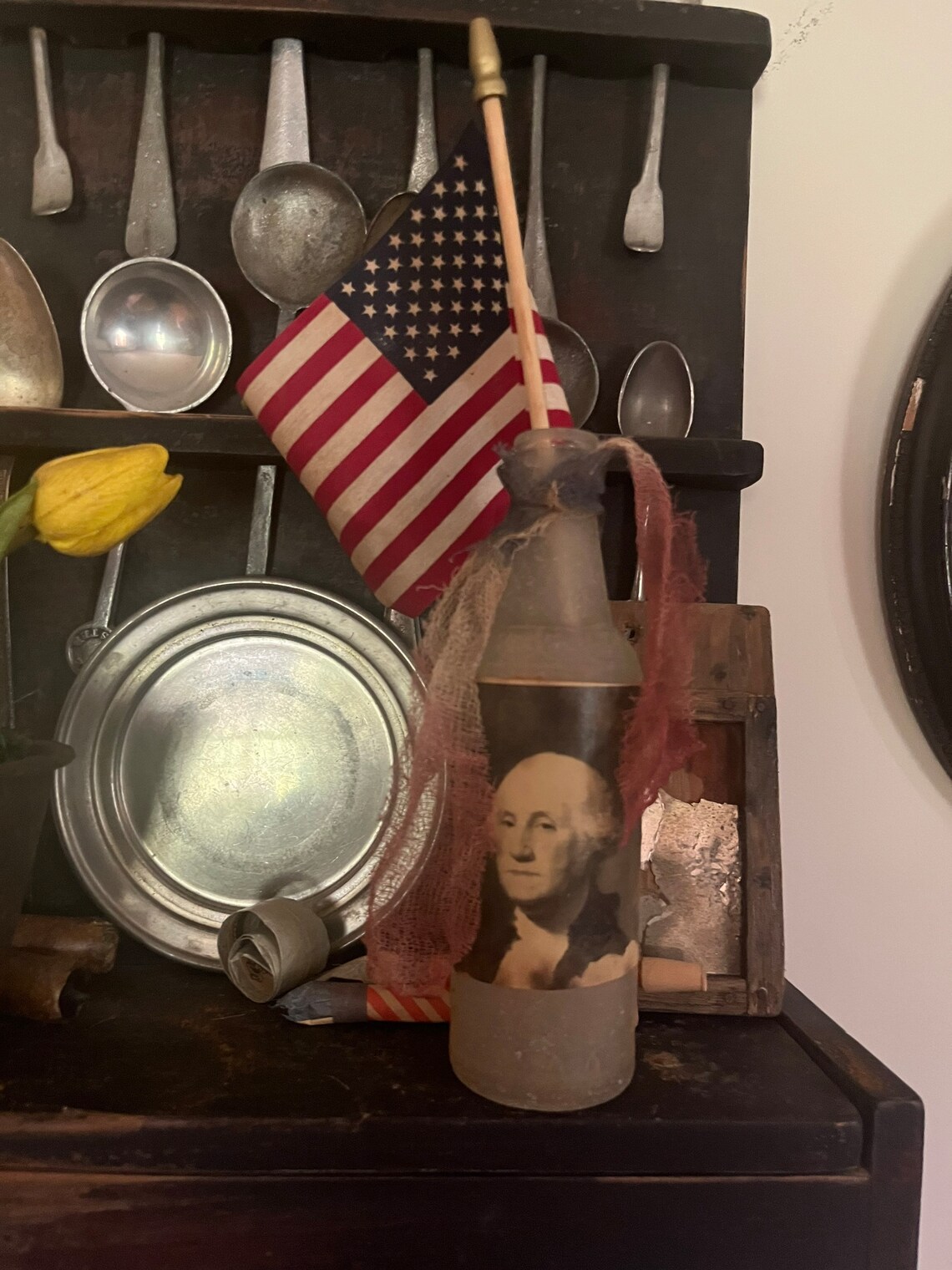 Primitive Americana George Washington Bottle Display Summer Patriotic ...