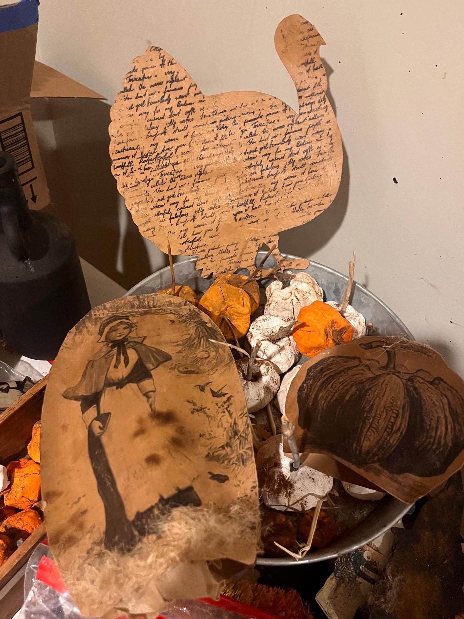 Primitive Fall Paper Leaf and Turkey Set, Thanksgiving Decor - Etsy