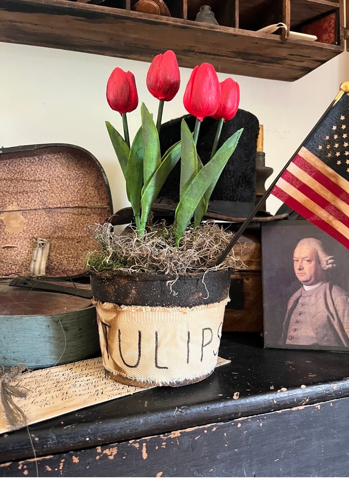 Primitive Spring Tulip Arrangement in Distressed Terra Pot - Etsy