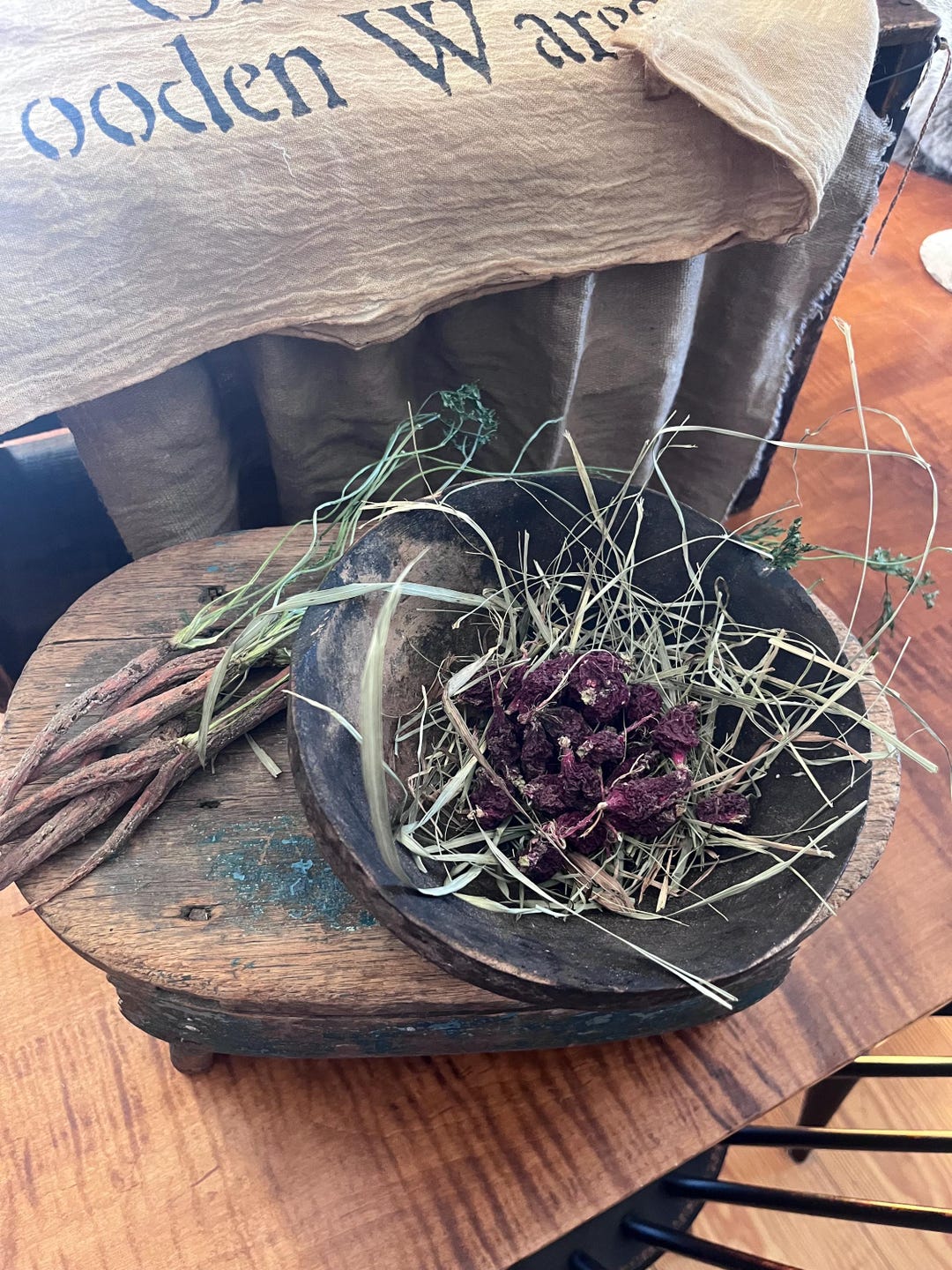 Primitive Cupboard Tuck~pantry Needful~buttery~dried Radish-carrot ...