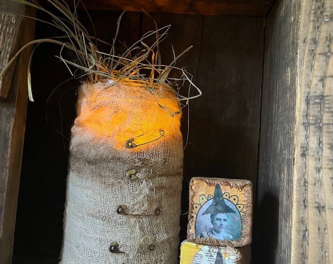 Primitive Early Lookgrubby Fall Grubby Battery Operated Candle Jar With ...