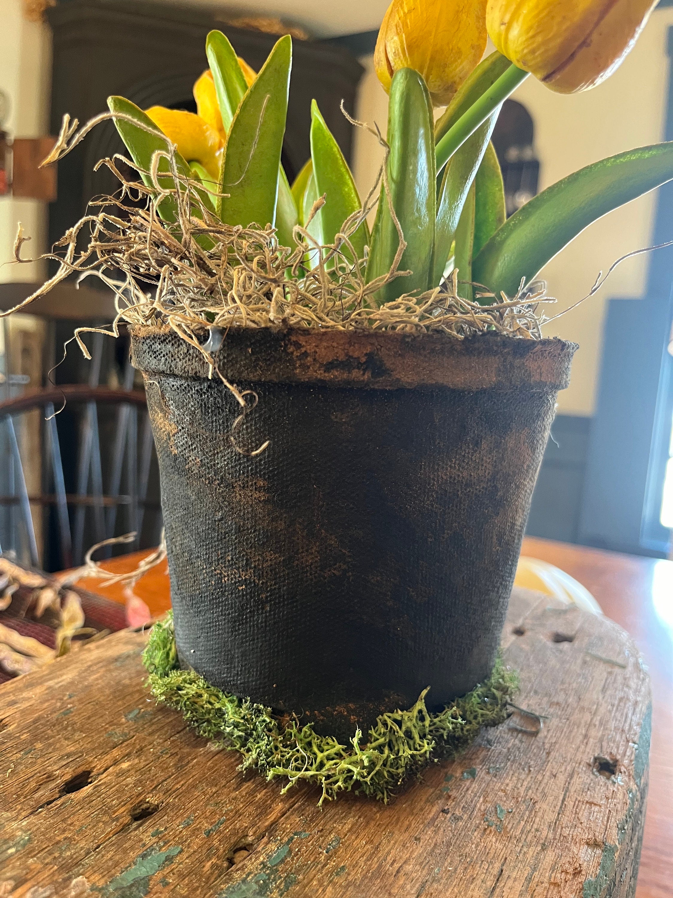 Primitive Spring Tulip Arrangement in Distressed Terra Pot - Etsy
