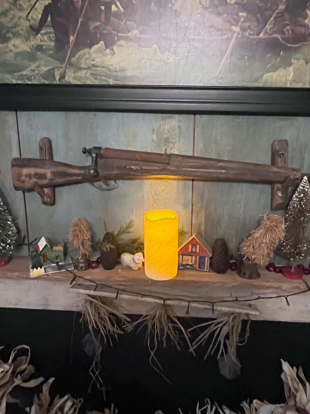 NEW Battery Operated Grubby Candle~primitive Winter Candle~cabinet Tuck ...