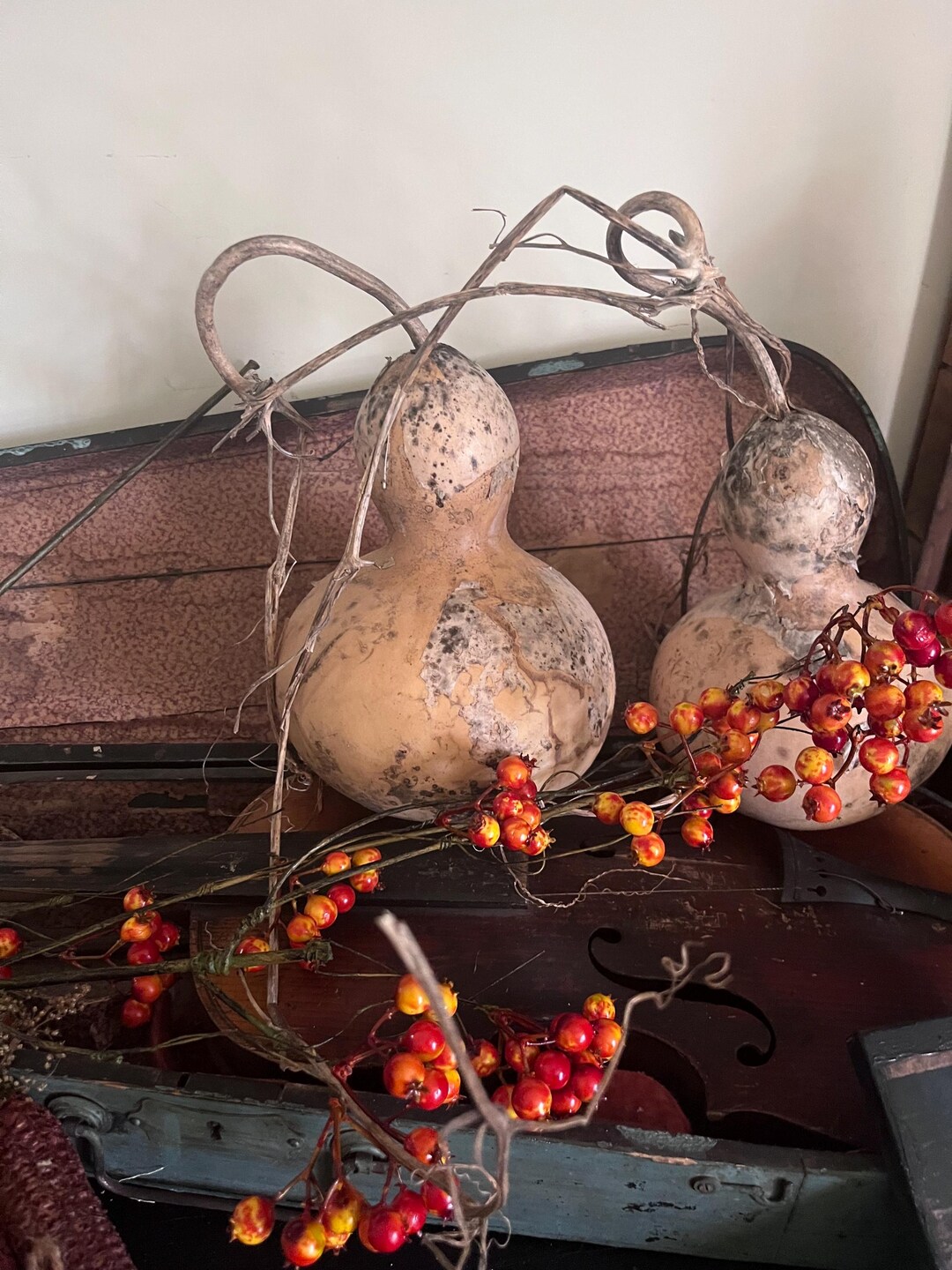 Primitive Bittersweet Stem~ Realistic Primitive Stem~ Stem Faux Berries ...