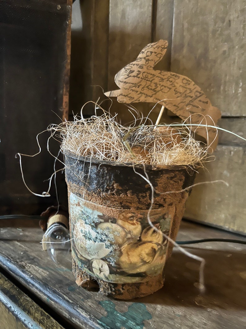Primitive Easter Grubby Pot~grubby Eggs~grubby Easter Pot With Eggs ...
