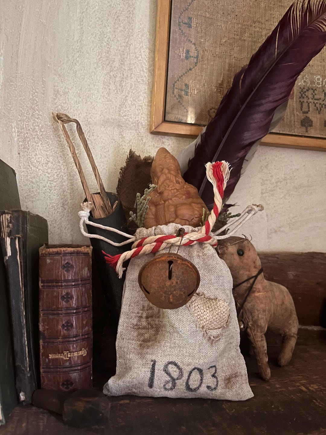 Primitive 1803 Santa Pouch, Distressed Muslin Christmas Bag - Etsy