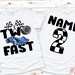 Two Fast Birthday T-Shirt Blue Racecar Second Birthday | Etsy