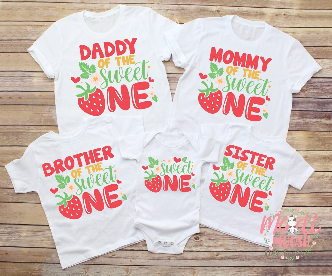 Sweet One Strawberry Family Birthday Shirt, Mom and Dad of the Sweet ...