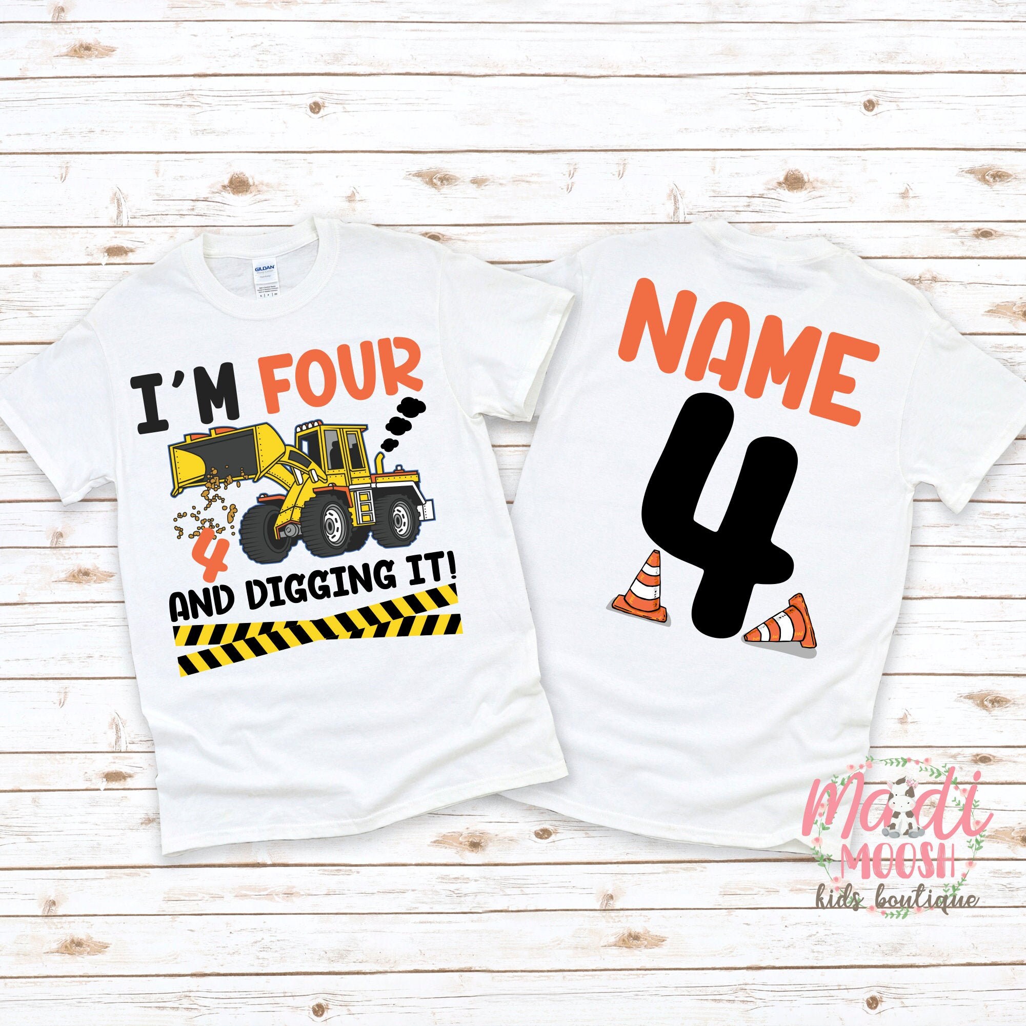 Bulldozer Birthday Shirt 4th Birthday Shirt Construction | Etsy