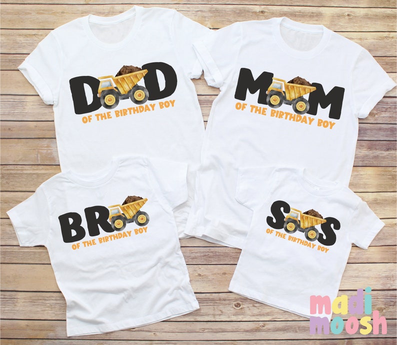 Matching Dump Truck Construction Theme Birthday Shirts - Personalized ...