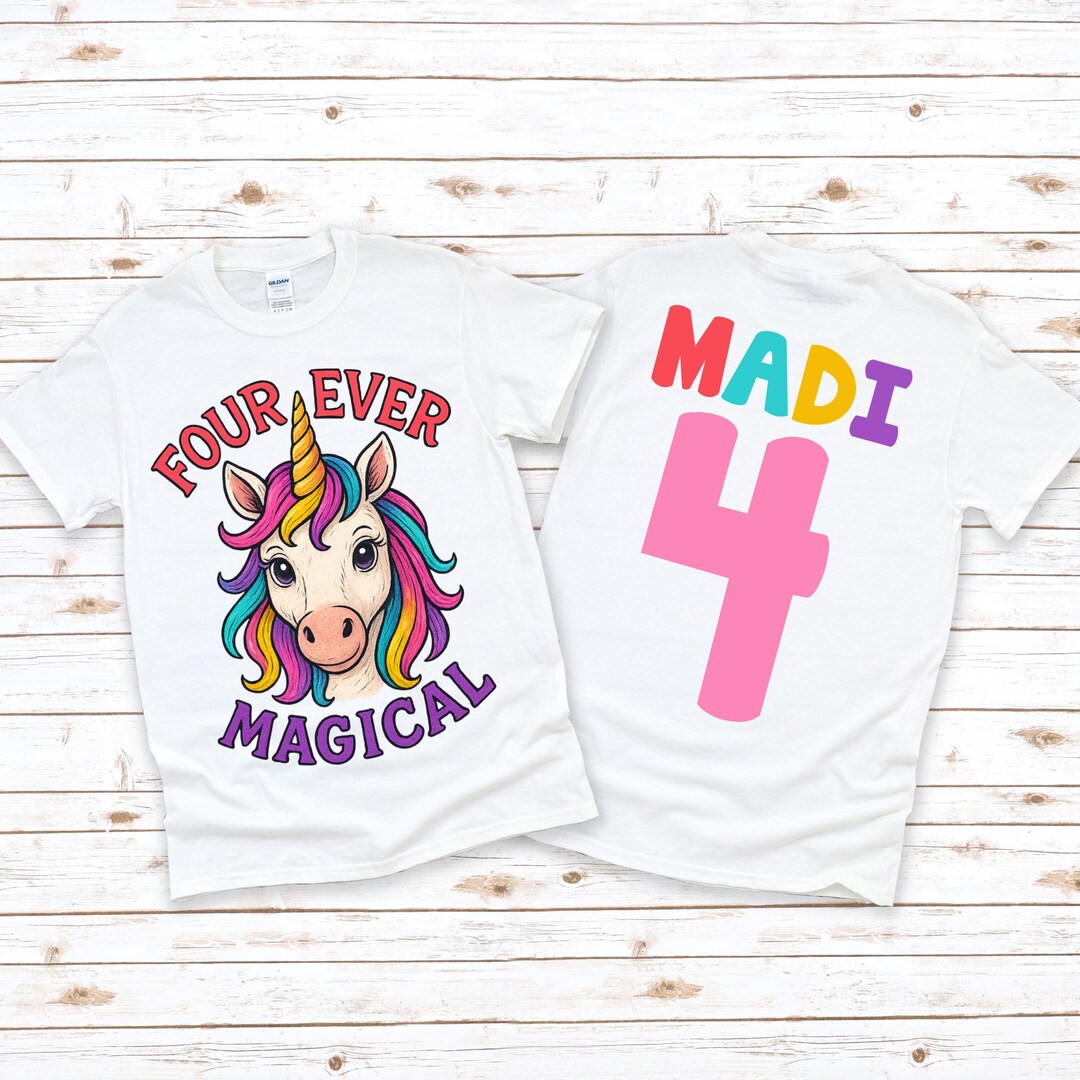 Four Ever Magical Unicorn Birthday Shirt: Girls 4th Birthday Tee - Etsy