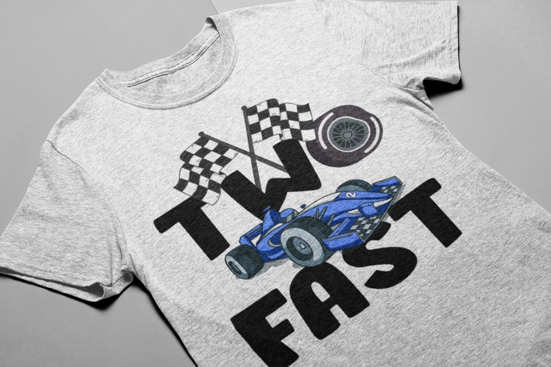 Two Fast Birthday T-shirt Blue Racecar Second Birthday - Etsy