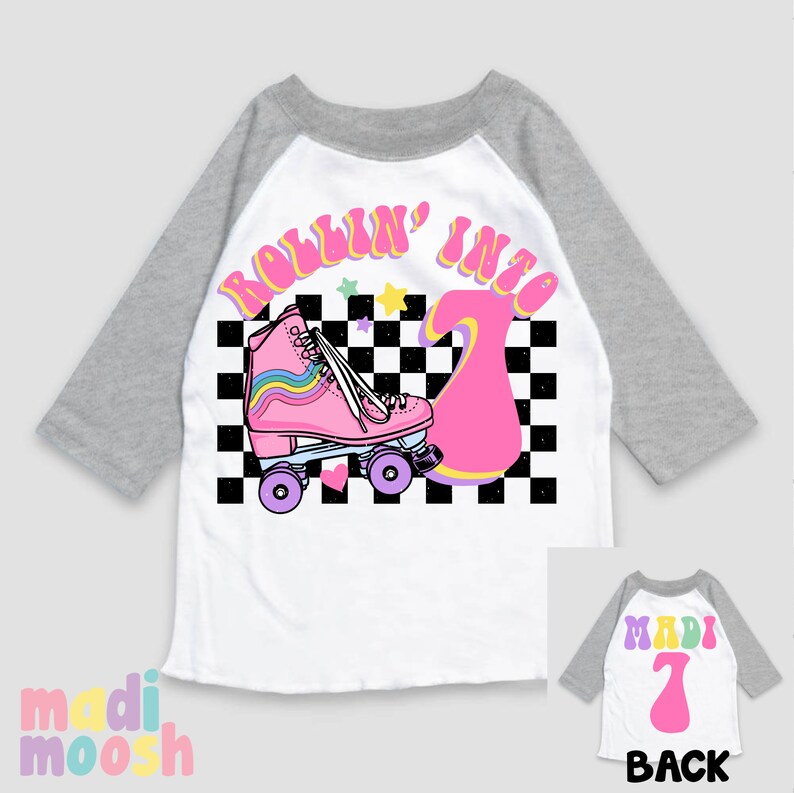 Rolling Into Seven Roller Skate Birthday Tee | Roller Skating Birthday ...