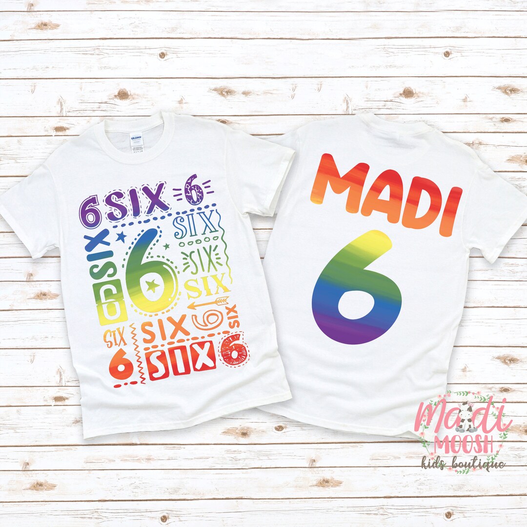 Rainbow Birthday Shirt | Sixth Birthday Rainbow Shirt | 6th Birthday ...