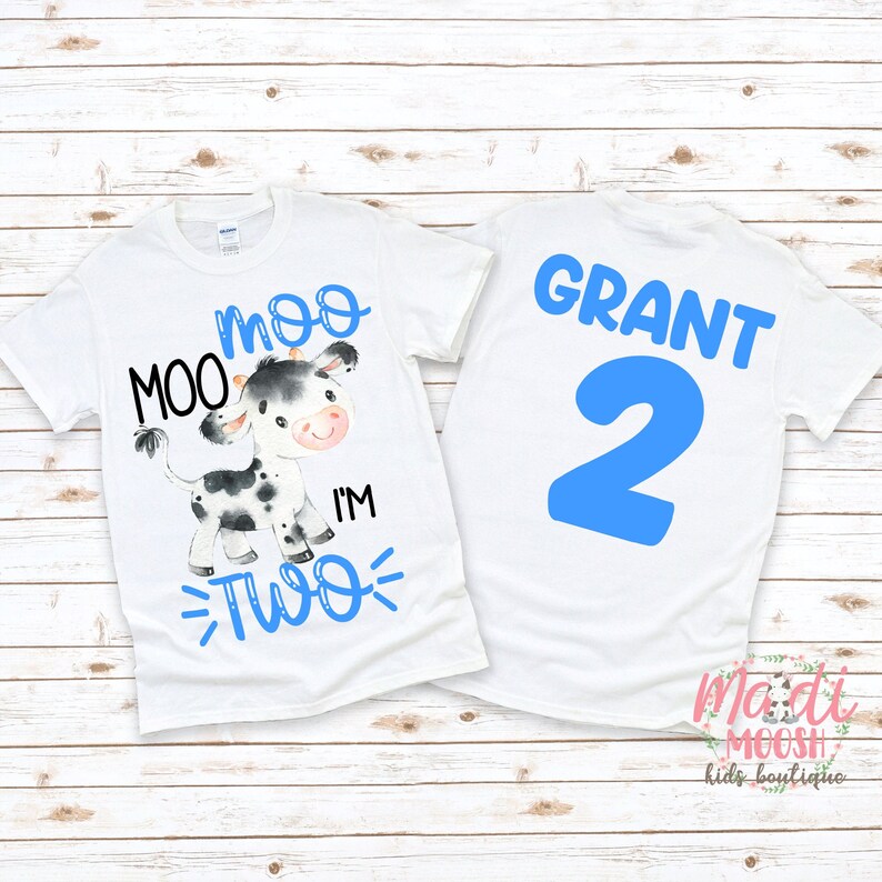 Moo Moo I'm Two Birthday Shirt Second Birthday Shirt | Etsy