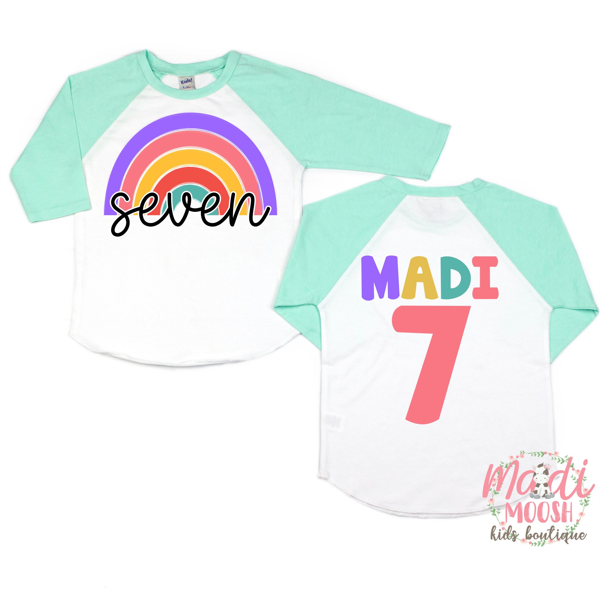 Rainbow Birthday Shirt Seventh Birthday Shirt 7th Birthday | Etsy