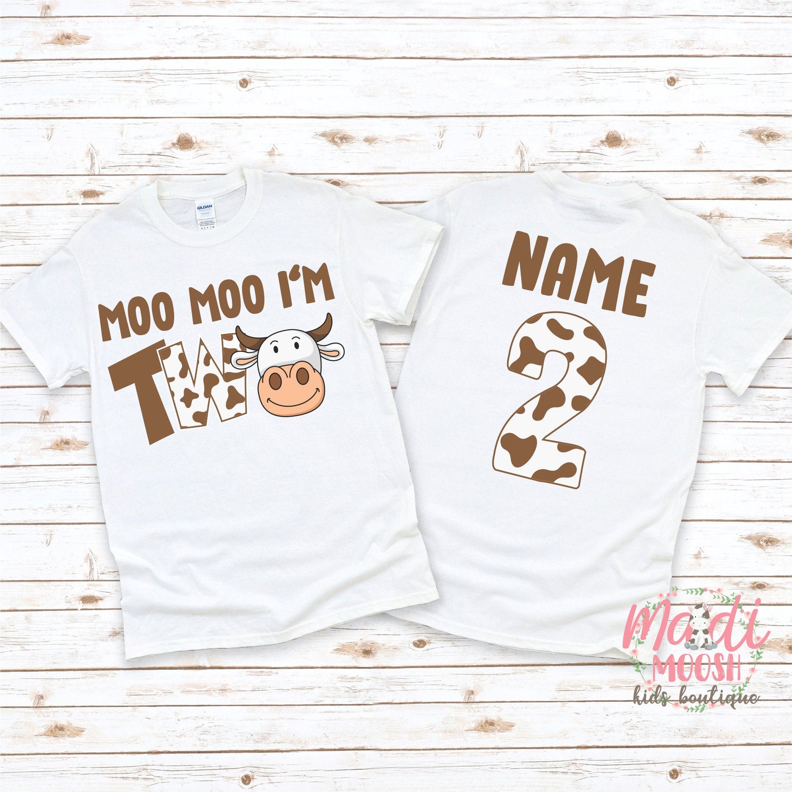 2nd Birthday Shirt Moo Moo I'm 2 T-shirt Second | Etsy