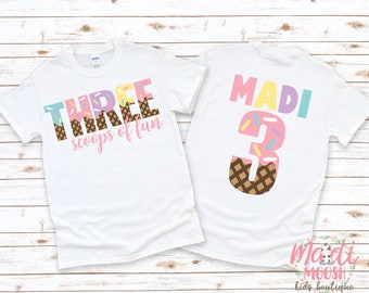 Three Scoops of Fun Ice Cream 3rd Birthday Shirt Girls Third - Etsy