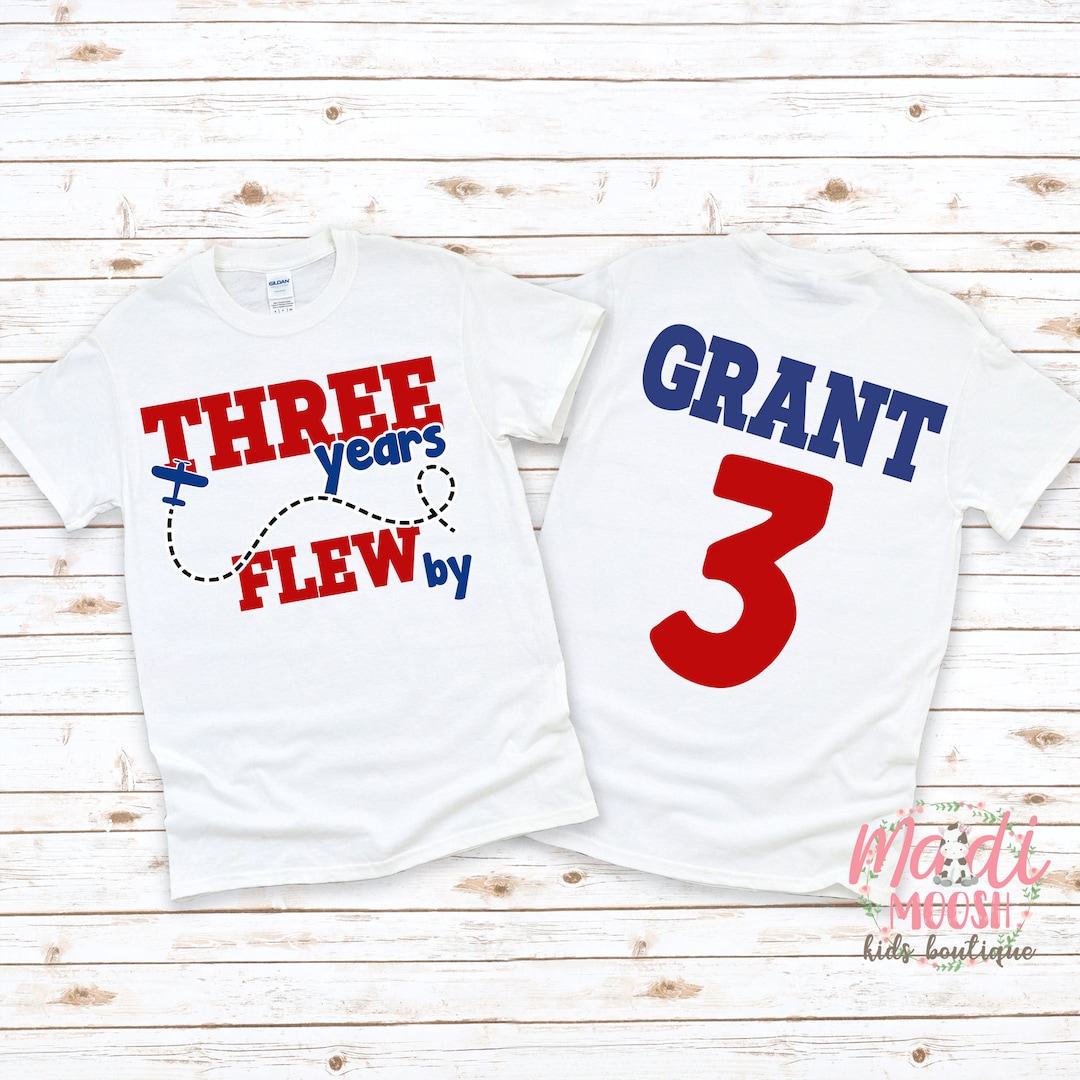 Airplane Birthday Shirt | Kids Pilot Birthday Shirt | Three Years Flew by Birthday Shirt | 3rd ...