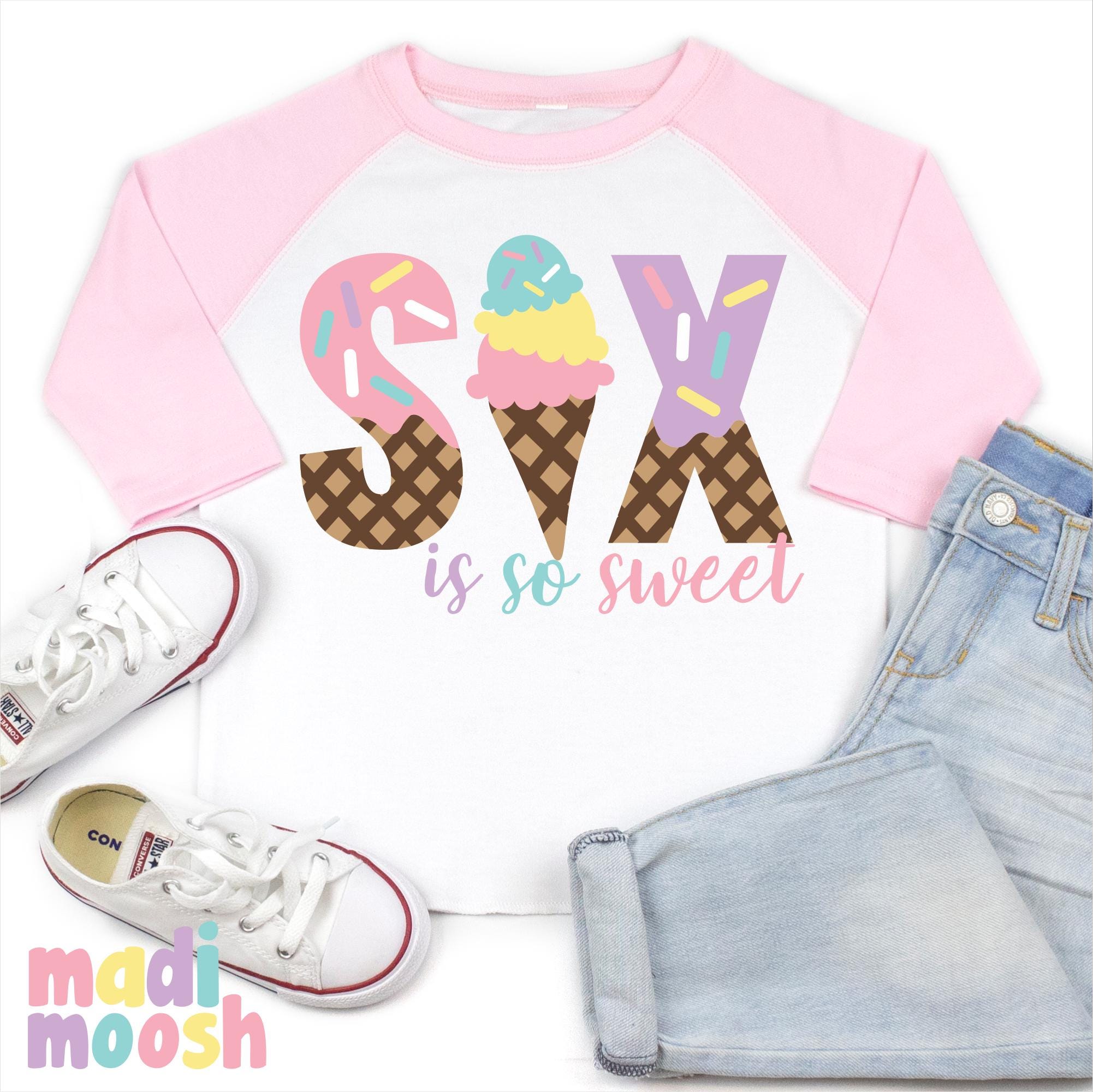 Six is so Sweet Ice Cream 6th Birthday Shirt - Personalized Sprinkles ...