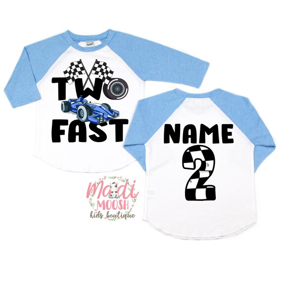 Two Fast Birthday T-shirt Blue Racecar Second Birthday | Etsy