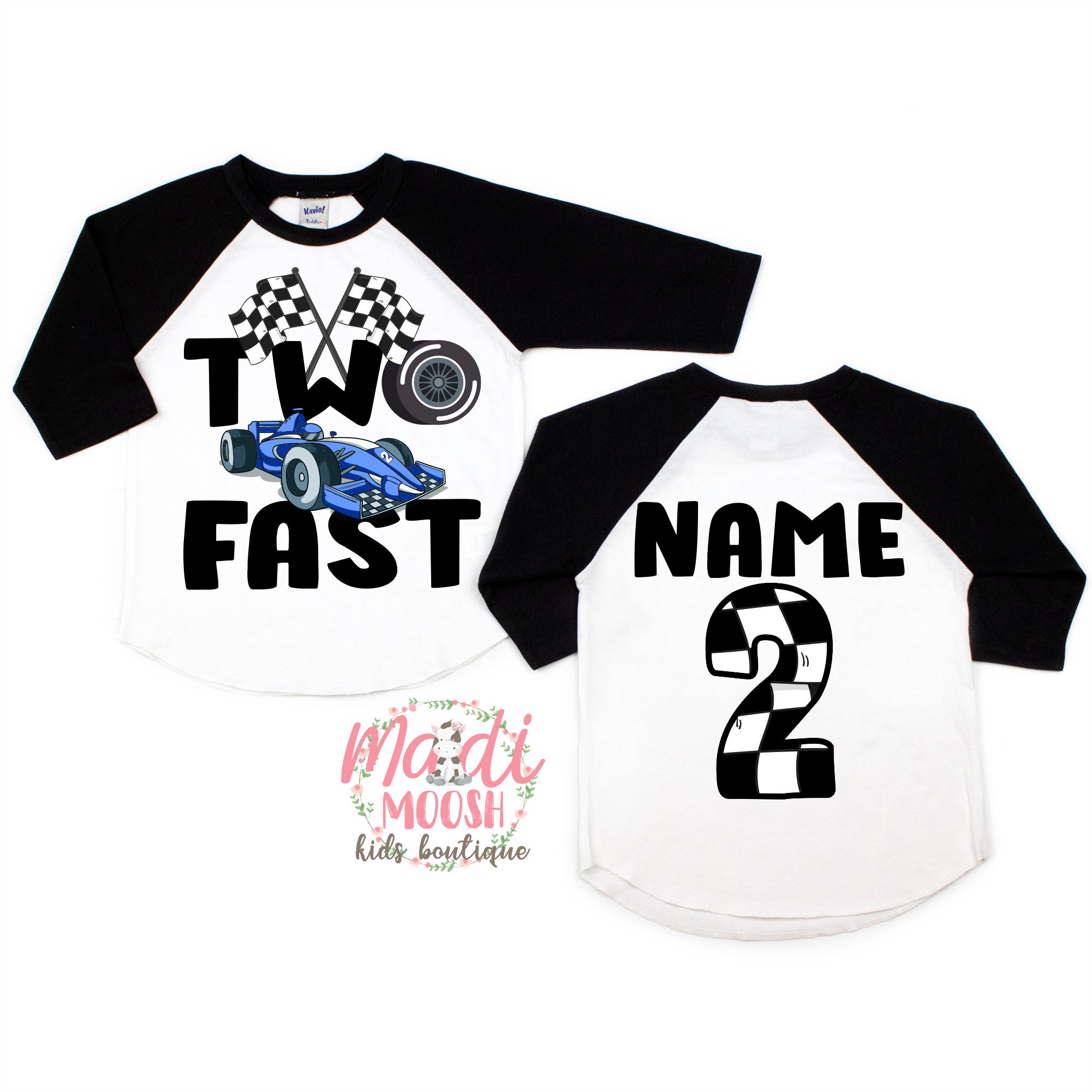 Two Fast Birthday T-shirt Blue Racecar Second Birthday | Etsy