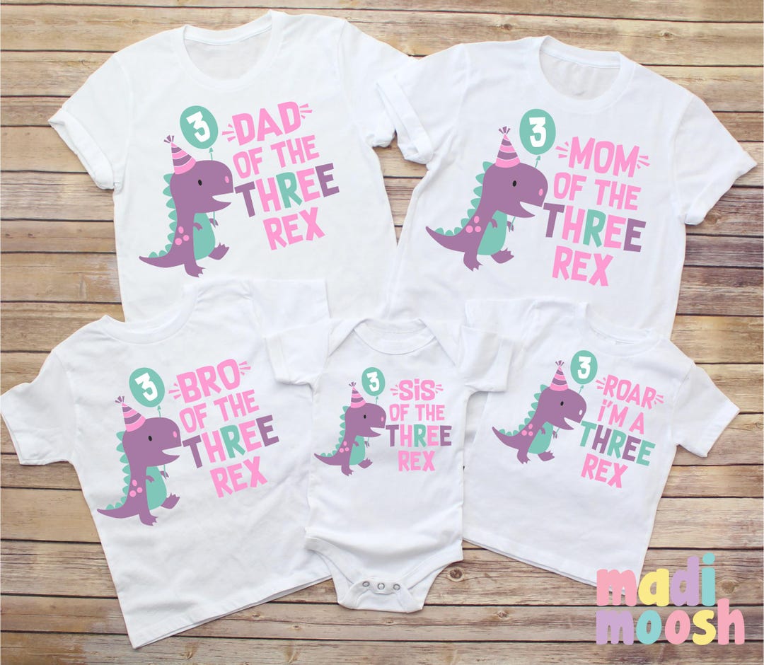 Roar I'm A Three Rex Family Birthday Shirt, 3rd Birthday Shirt ...