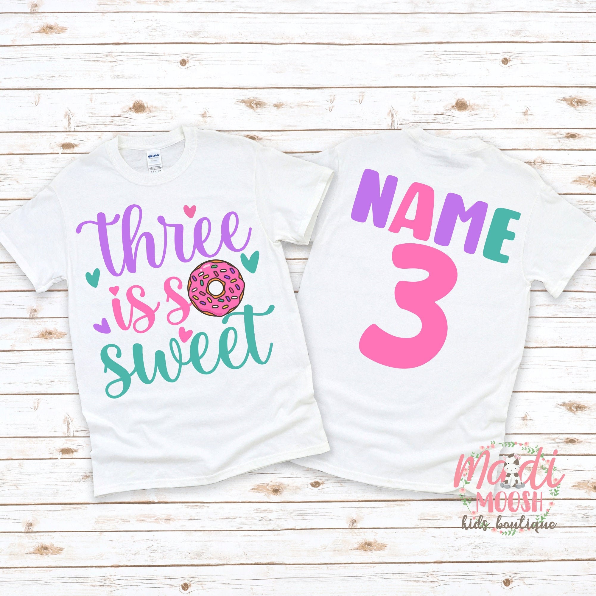 Three is so Sweet Donut Birthday Shirt - 3rd Birthday T-shirt - Etsy