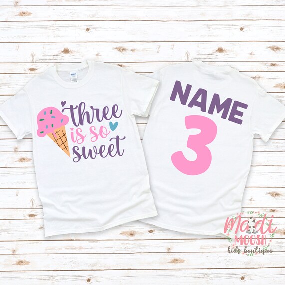 Ice Cream Birthday Shirt 3rd Birthday Shirt Three is so - Etsy