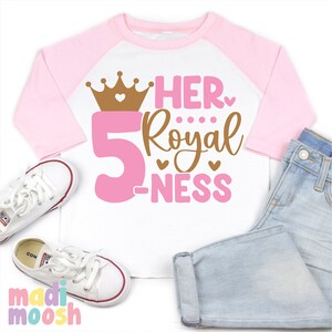 Her Royal Five Ness Princess 5th Birthday Shirt - Girls Personalized ...
