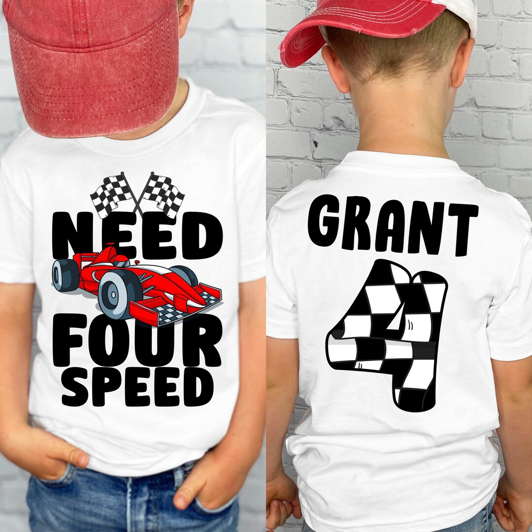 Four Speed Racecar 4th Birthday Shirt - Racing Tee - Etsy