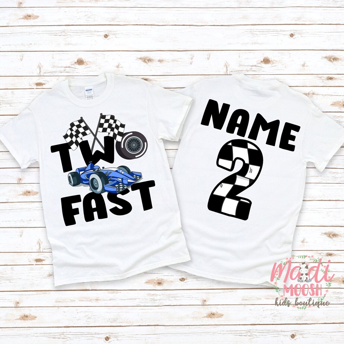 Two Fast Birthday T-shirt Blue Racecar Second Birthday | Etsy