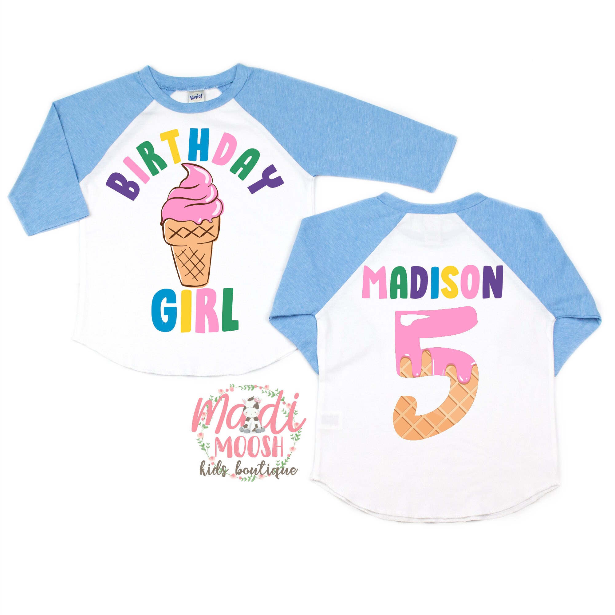 Ice Cream Birthday Girl T-shirt: Custom Age Birthday Shirt - Etsy