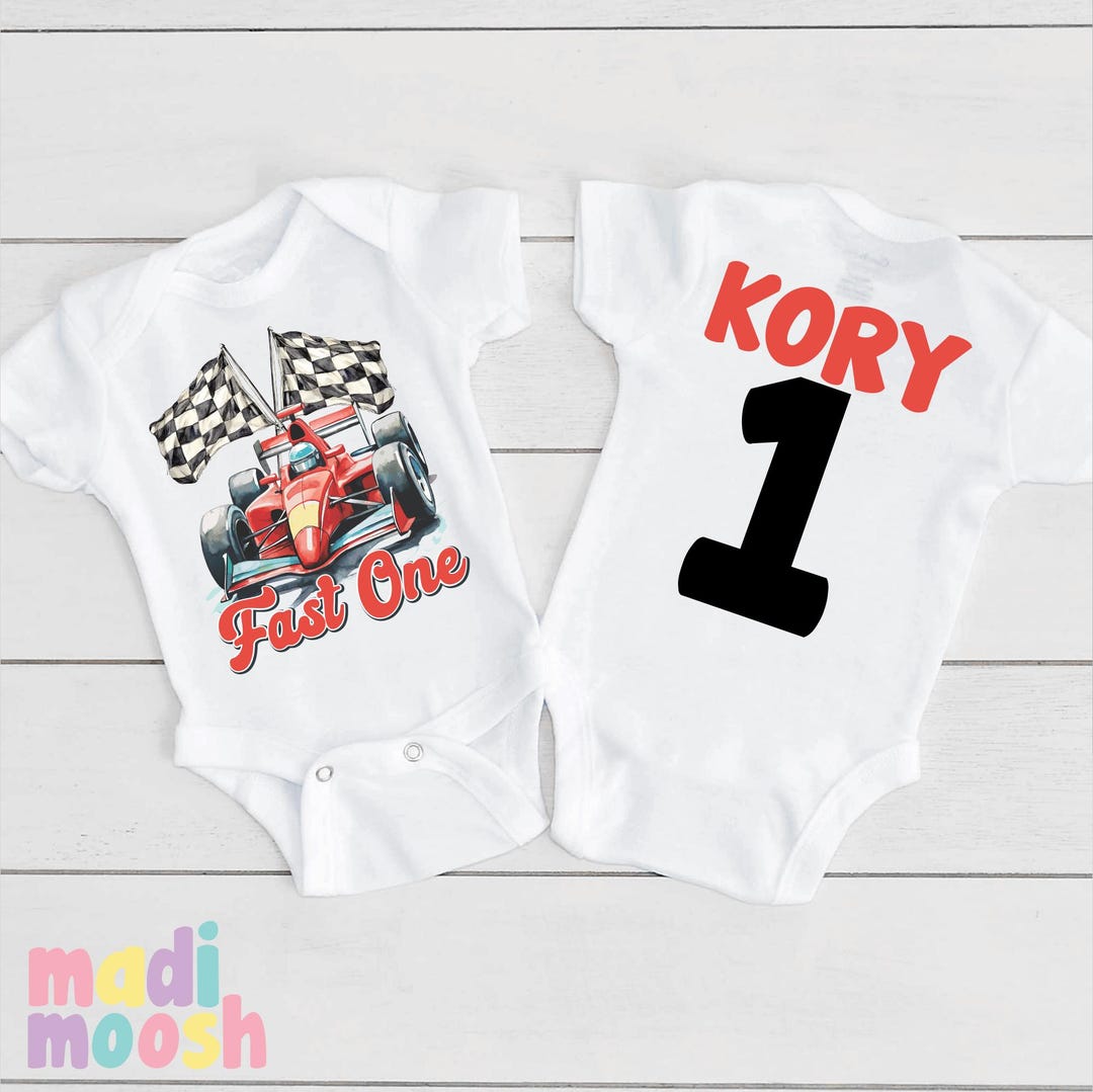 Fast One Racing 1st Birthday Onesie® - Personalized Racecar Bday ...