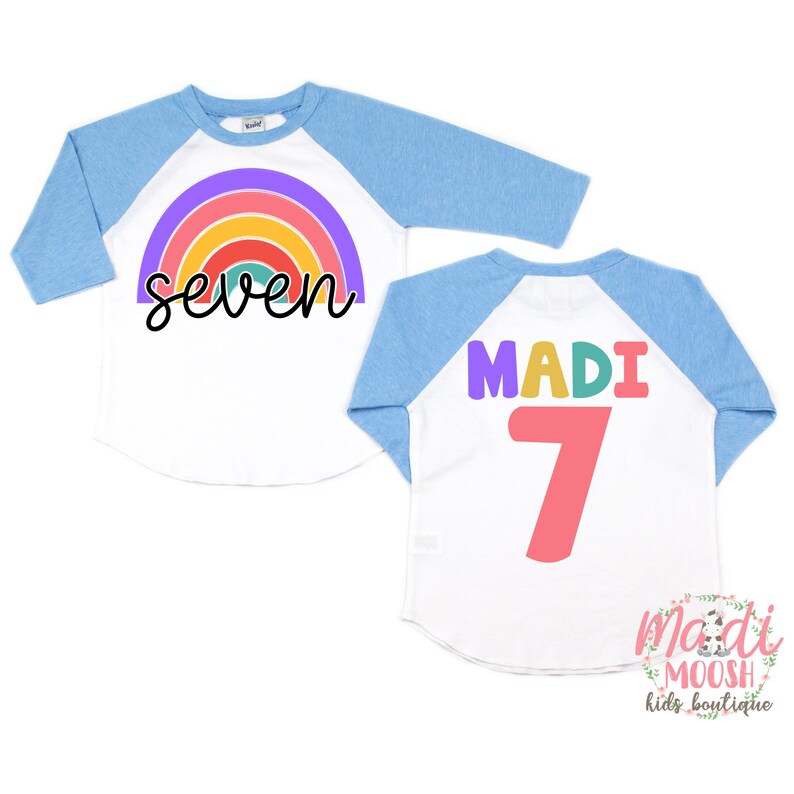 Rainbow Birthday Shirt Seventh Birthday Shirt 7th Birthday | Etsy