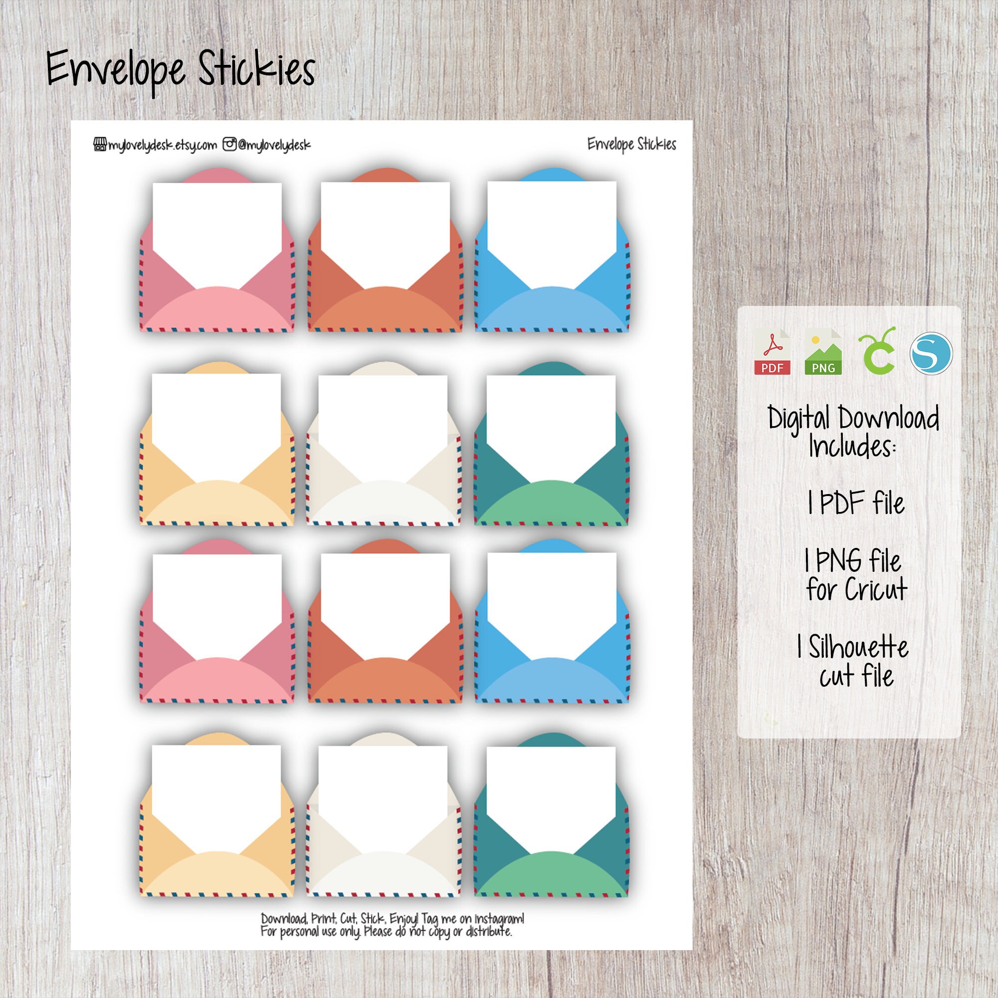 Envelope Stickies, Envelope Stickers, Printable Planner Stickers, Note ...