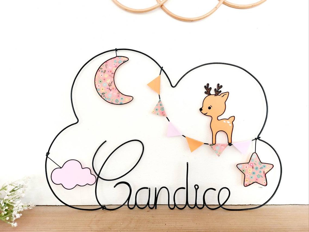 Customizable Wire Cloud Name - Bambi the Deer - Pennant Garland, Star ...