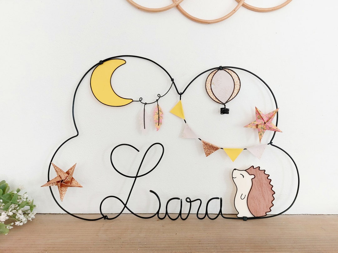 Customizable Wire Cloud Name - Hedgehog, Moon, Feathers, Hot Air ...