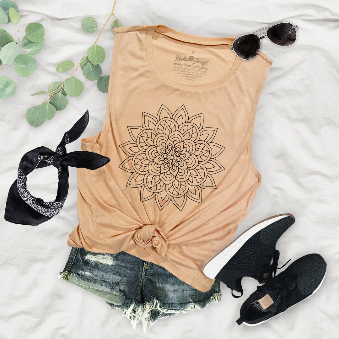 Meditation Mandala Flowy Muscle Tank Top - MM - Etsy