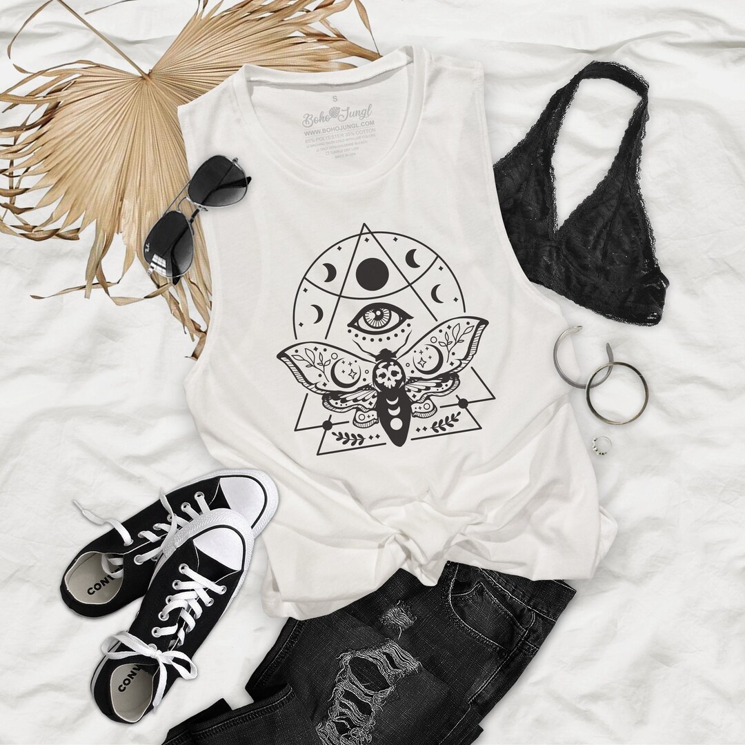 Lunar Skull Moth Design Womens Flowy Muscle Tank - LSM - Etsy