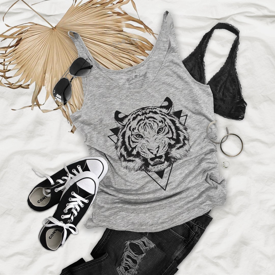 Tiger Triangle Design Extra Flowy Tank Top - TT - Etsy