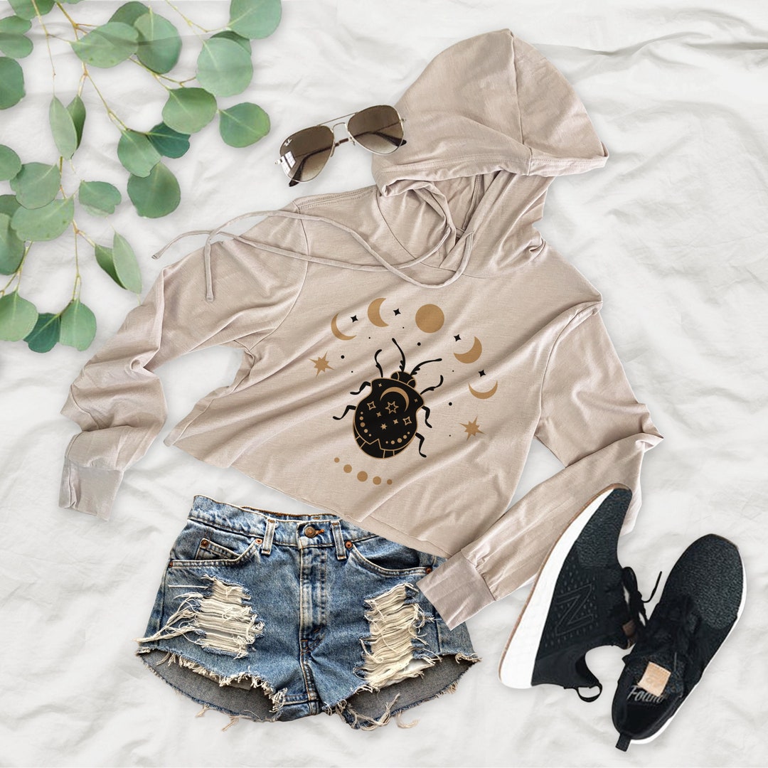 Celestial Beetle Lunar Design Womens Cropped Long Sleeve - Etsy