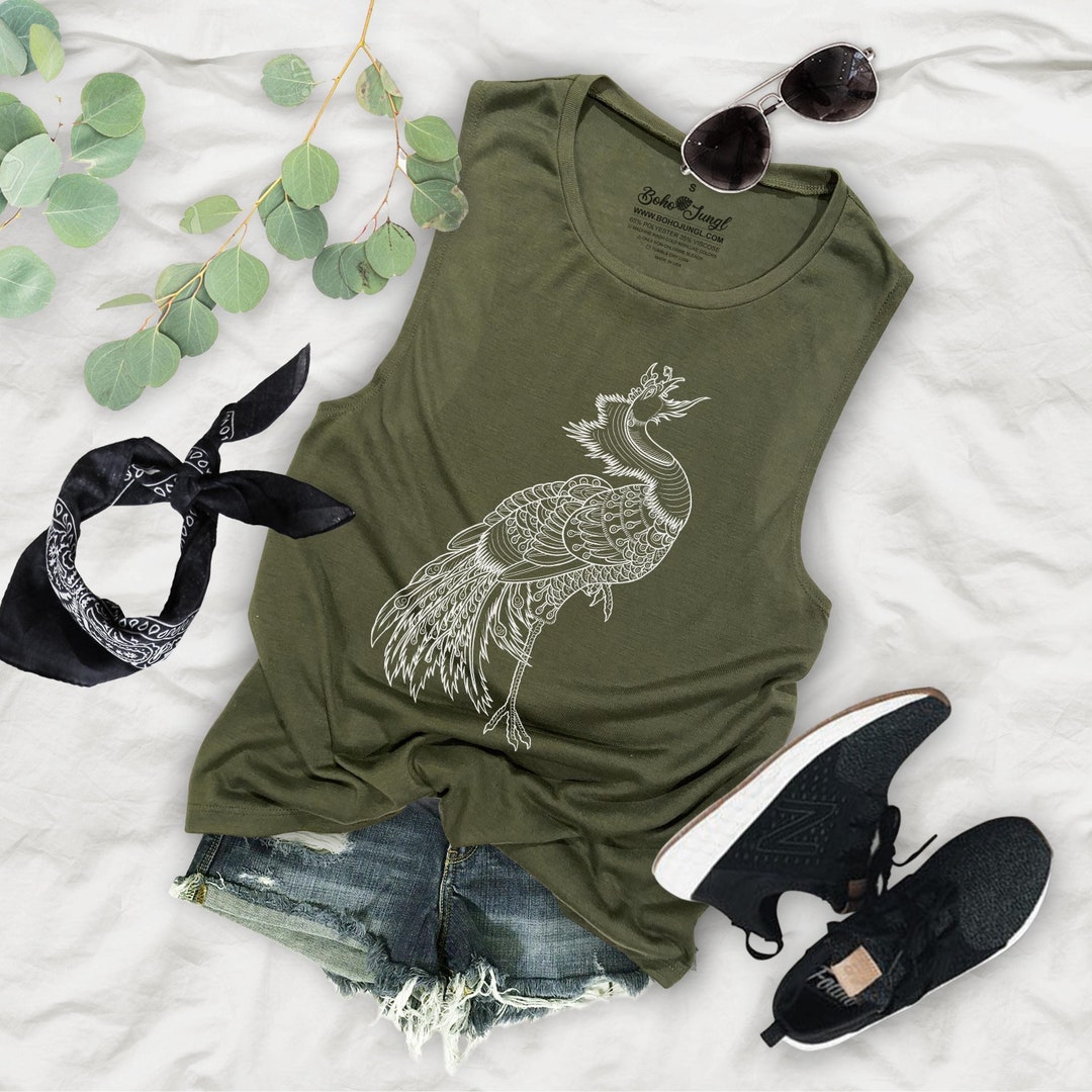 Japanese Peacock Artwork Design Flowy Muscle Tank - JP16P - Etsy