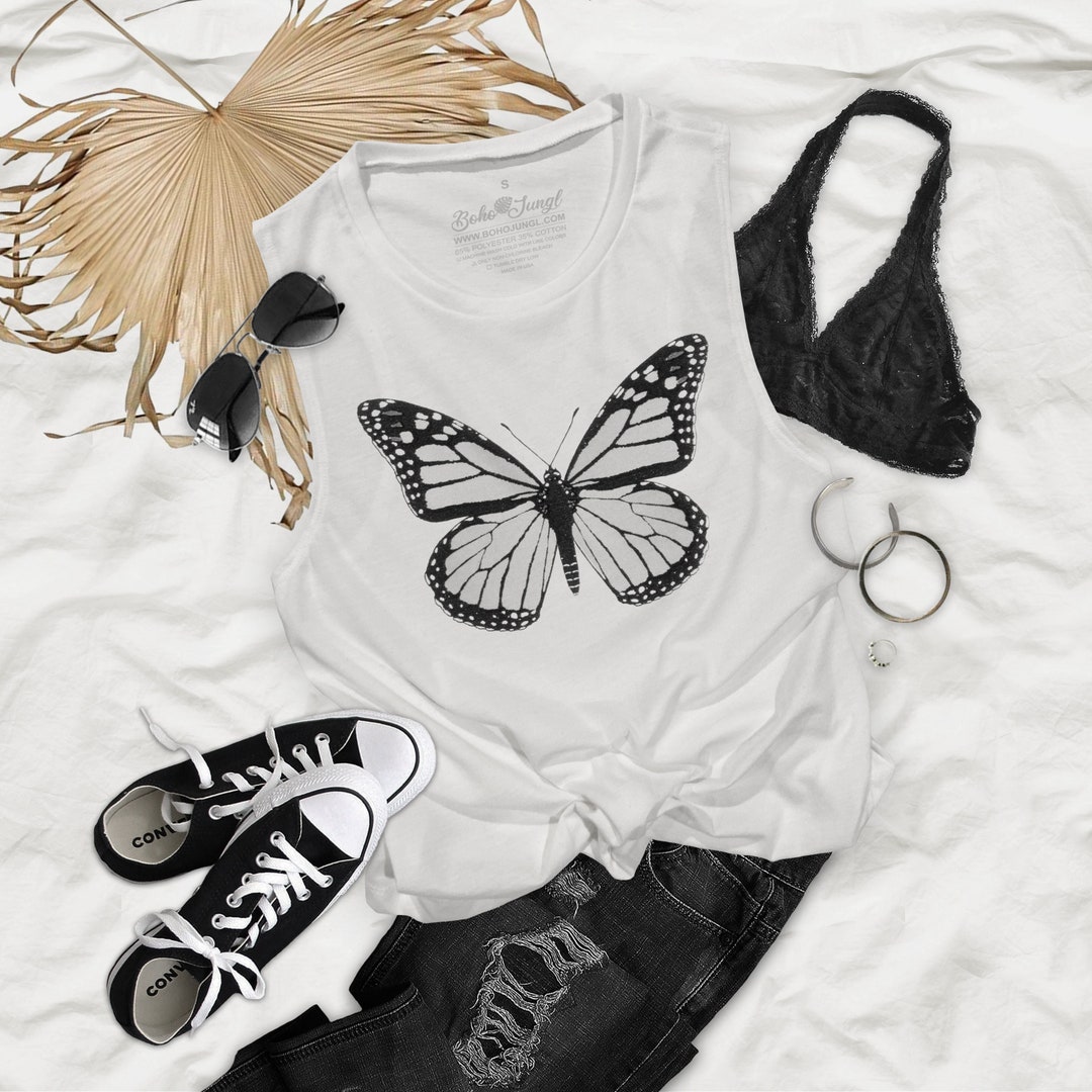Monarch Butterfly Design Flowy Muscle Tank Top - MB - Etsy