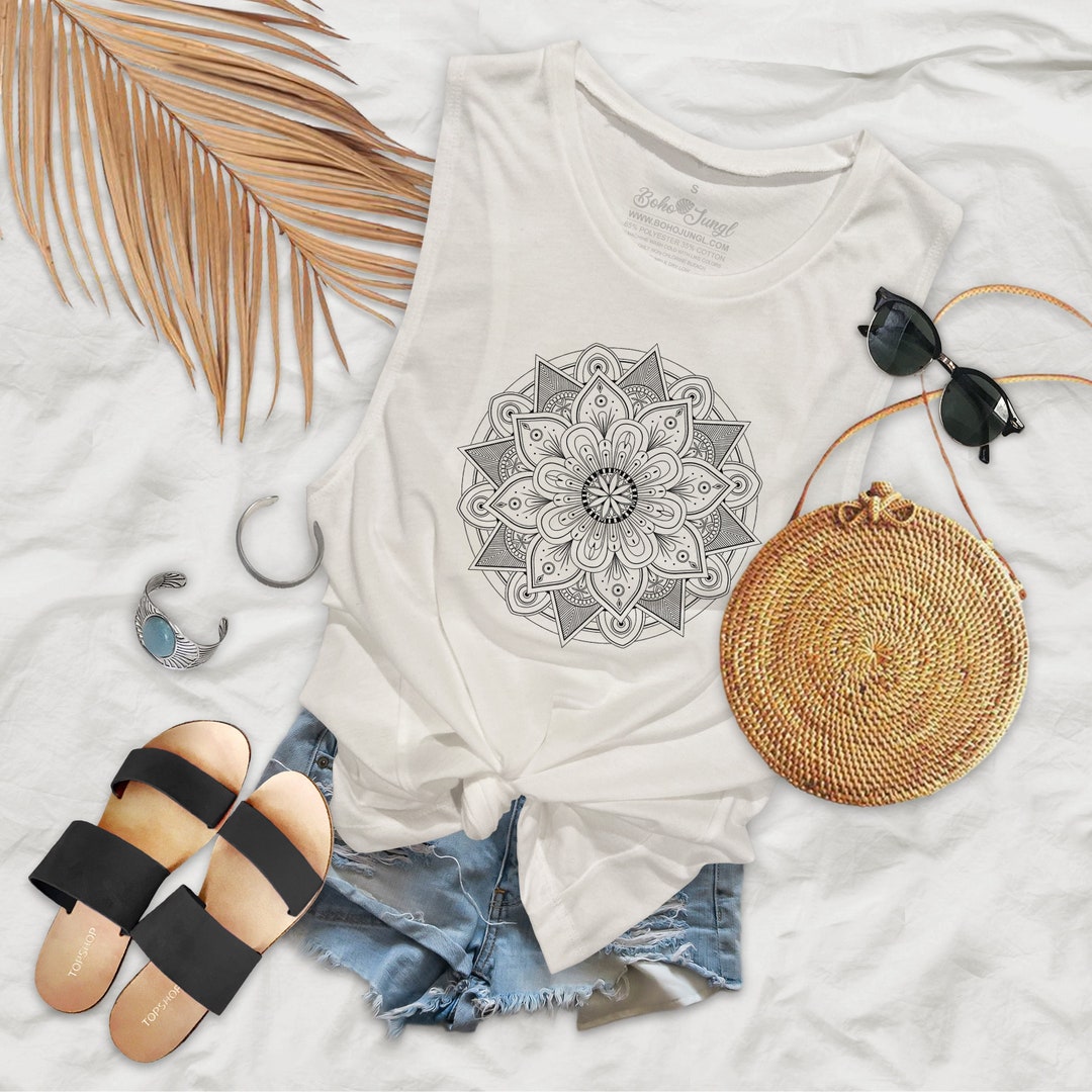 Lotus Mandala Geometric Design Flowy Muscle Tank Top - LM - Etsy