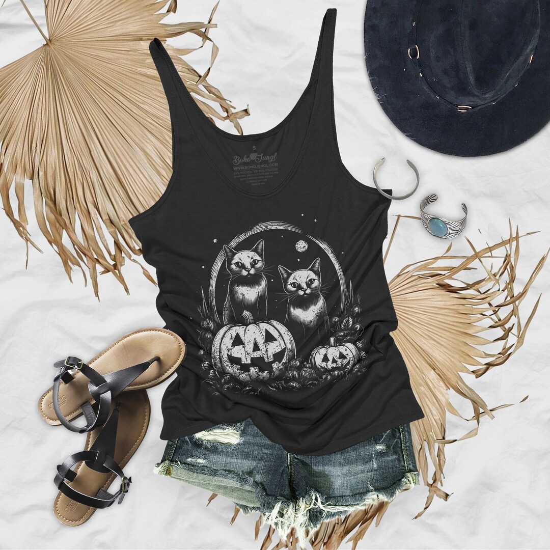 Pumpkin Patch Cats Artwork Design Extra Flowy Women's Tank Top - PP12P ...
