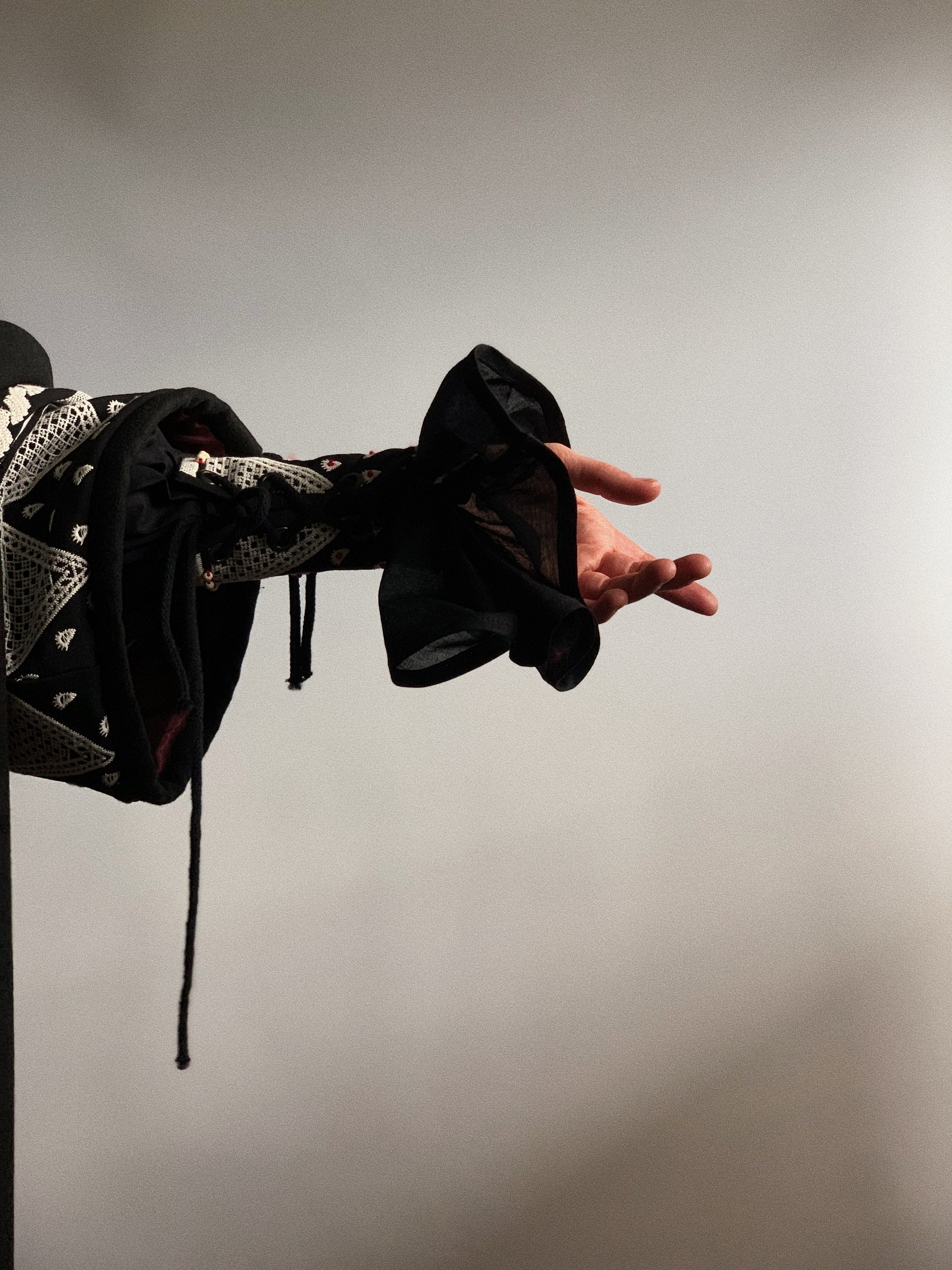 A Pair of Embroidered Detachable Cuffs, Black Linen Cuffs, Cotton Wrist ...