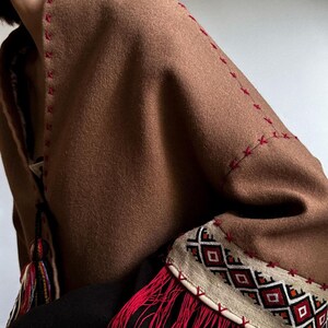 Brown Autumn/spring Cape With Handmade Embroidery - Etsy
