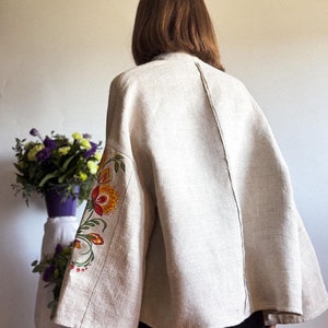 Gray Homespun Organic Linen Cape With Handmade Paintings - Etsy