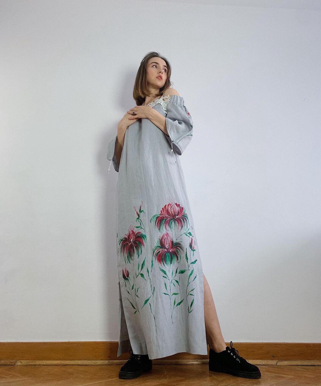 Handmade Linen Dress With Handmade Paintings - Etsy